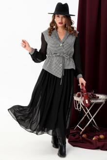 Платья NikVa 900-5 чёрно-белая гус лапка+чёрный