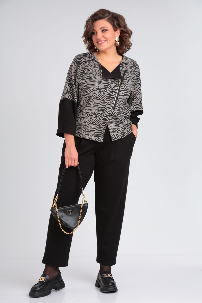 Брючный костюм Michel chic 1354 черный-серый